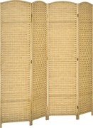HOMCOM Skládací Paraván 4 Panely 180x180 cm - Ochranná Záclona pro Kancelář a Ložnici v Přírodním Stylu | Aosom