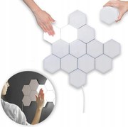Sada 8 Kusů Led Lampa Na Zeď Hexagon Šestiúhelník Bílá Dotyk Kvantová