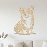 dřevo života Dřevěný obraz sedící Corgi Rozměry (cm): 30x40, Zvolte barvu dekoru: Javor