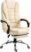 Kancelářská židle HOMCOM s podnožkou, výškově nastavitelná kancelářská židle s funkcí náklonu a područkami, koženka, ergonomická | Aosom.de