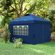 Outsunny Skládací Zahradní Altán Pop-up Recepční Stan 3 x 3 s Nastavitelnou Výškou a Bočními Stěnami, Větracími Okenkami, Okny a Oxfordskou Tkaninou s