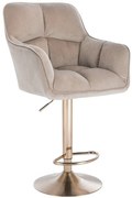 LuxuryForm DESIGN Barová židle AMALFI VELUR na zlaté kulaté podstavě - latte