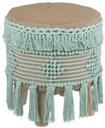 Béžovo - mintová stolička / podnožka Fringe mint - Ø 37*45cm