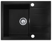 Gamma Modern 6550, 1-komorový granitový dřez 650x500x210 mm s krátkým odkapávačem, černá, GMA-ZLE000089