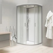 Mereo Mereo, Sprchový box, čtvrtkruh, se stříškou, s vaničkou R550, satin ALU, sklo Point, zadní stěny bílé, CK35162KMSW