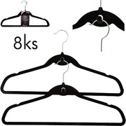 5Five® Věšáky semišové černé s háčkem, sada 8ks