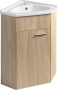 Aqualine Aqualine, ZOJA rohová umyvadlová skříňka 39x74x39cm, dub platin, 50346