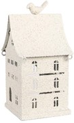 Béžový antik kovový svícen domek Vintage House - 14*15*28 cm