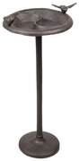 Hnědé litinové pítko/ krmítko pro ptáčky na vysoké noze - 23*25*52 cm