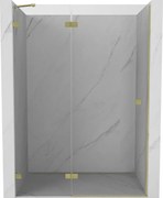 Mexen, Mexen Lunar levé otočné sprchové dveře 135 cm, transparentní, broušené zlato - 834-135-000-55-00-L