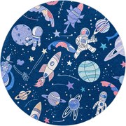 Dětský koberec protiskluzový BAMBINO 61580 modrý / oranžový kruh