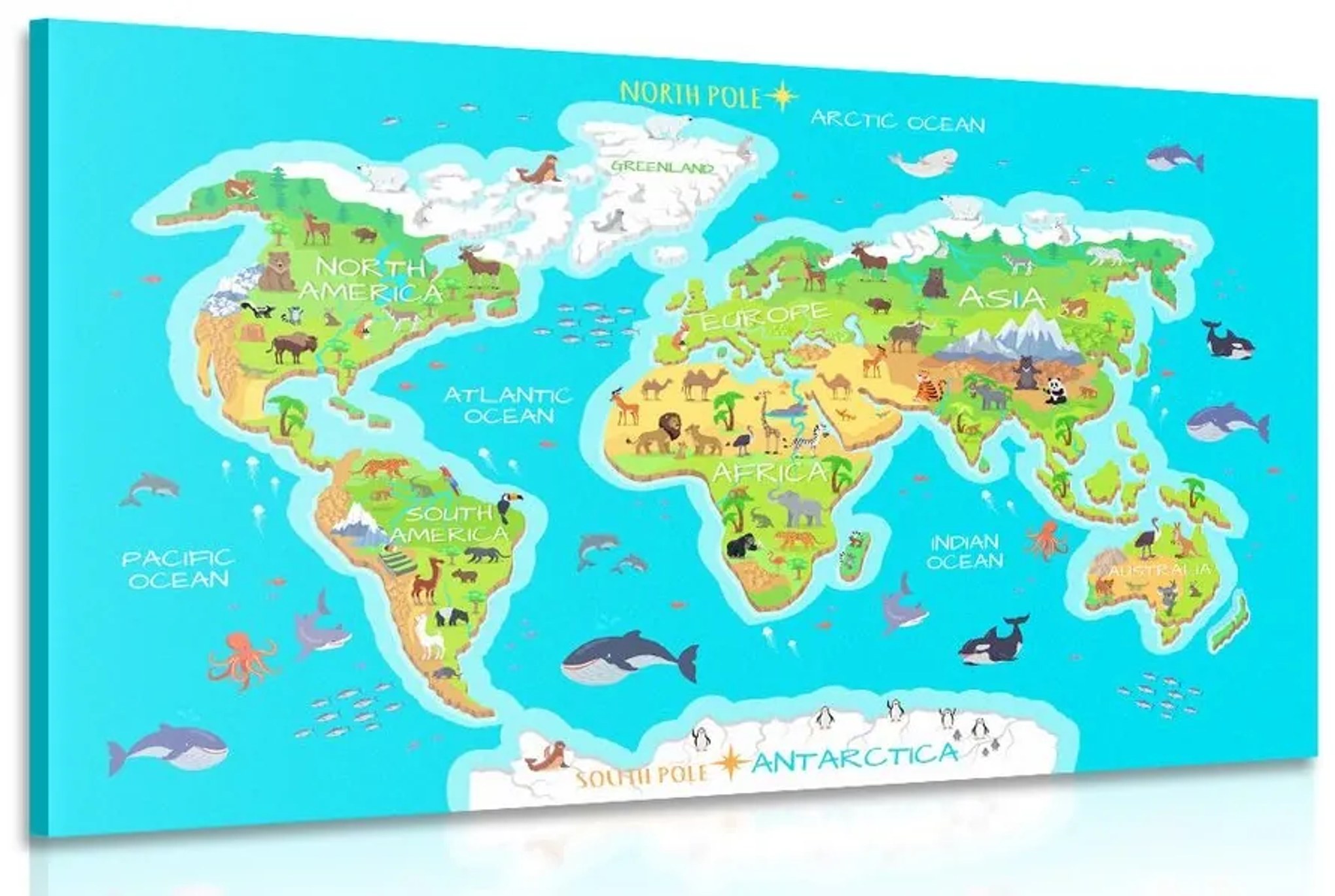 Obraz zeměpisná mapa světa pro děti - 120x80 cm | BIANO