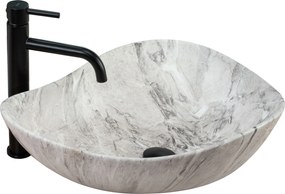 Rea Dora Stone, umyvadlo na desku 515x400x175 mm, šedá imitace kamene, REA-U5066