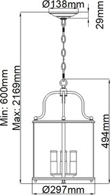 Hinkley HK-GENTRY-P-M-PW - Lustr na řetězu GENTRY 4xE14/60W/230V matný chrom