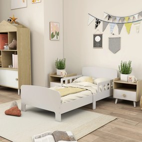 AIYAPLAY Dětská postel s bezpečnostními zábranami, postel pro malé děti ve věku 3-8 let, MDF, bílá