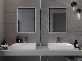 Mexen Erma koupelnové zrcadlo s podsvícením 50 x 70 cm, LED 6000K, proti zamlžování, černý rám - 9814-050-070-611-70