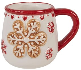 Bílý vánoční keramický hrnek vločka Snowflakes - 13*10*10 cm / 375 ml