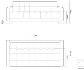 Tmavě modrá rozkládací/s úložným prostorem pohovka z textilie bouclé 222 cm Bali – Cosmopolitan Design