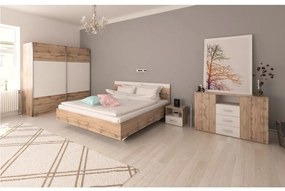 Ložnicový komplet (postel 160x200 cm), dub wotan/bílá, Tempo Kondela GABRIELA NEW