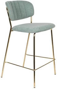 White Label Světle tyrkysová látková barová židle WLL Jolien 65 cm