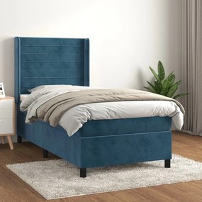 vidaXL Box spring postel s matrací 90x190 cm samet [3132711] Barva: Tmavě moddrá