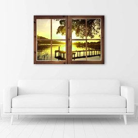 Obraz na plátně Pohled z okna při západu slunce - 90x60 cm