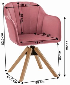 Otočné křeslo ALIGNA - látka Velvet, starorůžová / buk