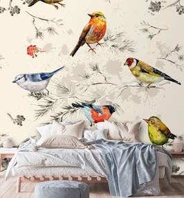 Gario Fototapeta Barevní ptáci malovaní akvarelem Materiál: Vliesová, Rozměry: 100 x 100 cm