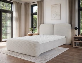 Postel Ollival 160x200 s kovovým roštem a úložným prostorem, bílý velur