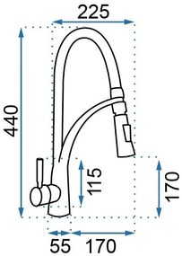 Rea Gaspar, vysoká dřezová baterie, černá-zlatá lesklá, REA-B1019
