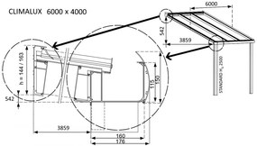 Hliníková pergola 600 cm antracit / polykarbonát Dekorhome 400 cm