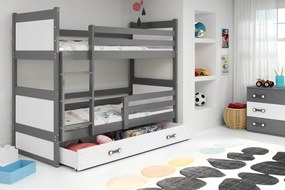 BMS Group Dětská patrová postel s úložným prostorem RICO grafit Velikost postele: 200x90 cm, Barva šuplíku: Bílá