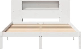 Postel s knihovnou bez matrace bílá 160x200 cm masivní borovice 3321545