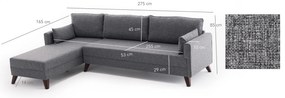 Hanah Home Designová pohovka BELLA šedá levá 275 cm 825BLC1503