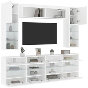 6dílná obývací stěna s LED osvětlením bílá