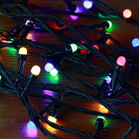 Vnitřní vánoční řetěz s 7mm mini kuličkami, různobarevná, 10m, 100 LED,