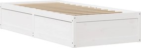 Rám postele s čelem bílý 75 x 190 cm masivní borovice 3307108
