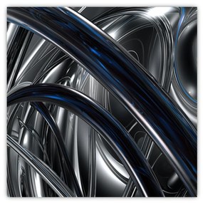 Obraz šedé abstrakce s modrou (30x30 cm)