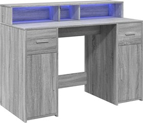 Psací stůl s LED šedý sonoma 120 x 55 x 91 cm kompozitní dřevo 3309416