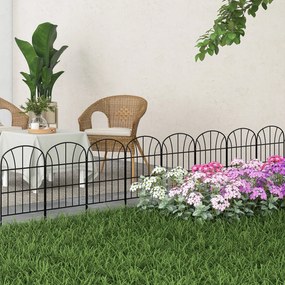 Outsunny Set 8 dekorativních zahradních plotů, černé kovové okraje s ornamenty - 264 x 61 cm černé | Aosom