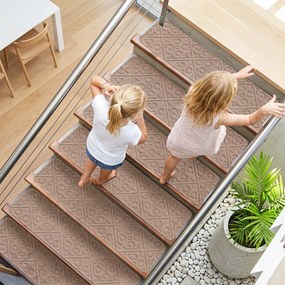 Costway 15 Koberce na schody Protiskluzové koberce na schody 76 cm x 20 – béžový
