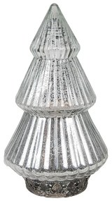 Stříbrný skleněný dekorační svítící stromek LED Tree - Ø 13*23 cm
