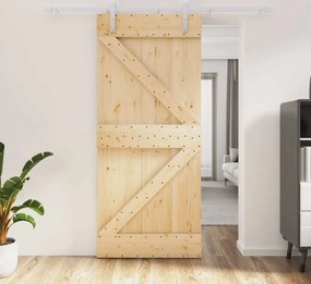 vidaXL Posuvné dveře s kováním 90 x 210 cm masivní borové dřevo [3203024]