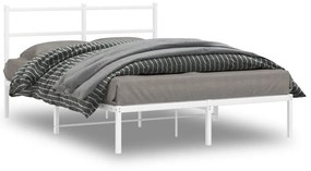 Kovový rám postele s čelem bílý 135 x 190 cm - Default Title