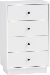 HOMCOM Komoda se 4 zásuvkami, skříň z dřevotřísky v moderním stylu, 47 x 29 x 75 cm, bílá | Aosom