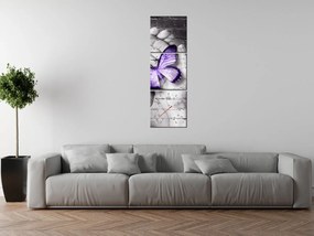Gario Obraz s hodinami Fialový motýl na dlaních - 3 dílný Rozměry: 100 x 70 cm