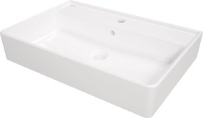 Deante Temisto, keramické umyvadlo na desku/závěsné s poličkou pod baterii 610x410x112 mm, bílá, CDT_6U7S