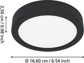 Eglo 901324 - LED Koup. strop. svítid. FUEVA LED/7,5W/230V pr.16,6cm IP44 černá