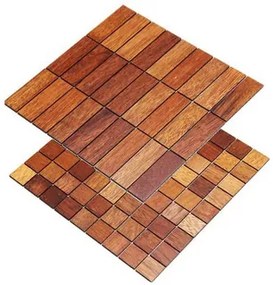 MERBAU mozaika 2D - dřevěný obklad do koupelny a kuchyně 30 x 93 mm