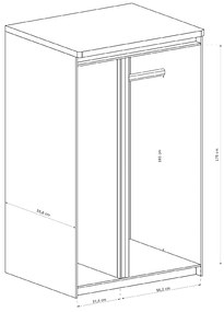 LIVINIO | šatní skříň L-1 | 98 cm | ribbeck/bílá lesk